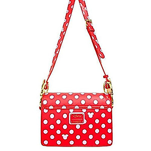 Loungefly Disney Minnie Mouse Pink Polka Dot Bow Strap Crossbody Purse Handbag