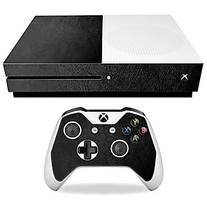 MightySkins Skin Compatible with Microsoft Xbox One S - Black Leather | Protective, Durable, and Unique Vinyl Decal wrap Cover | Easy to Apply, Remove, and Change Styles | Made in The USA