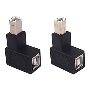 Traovien 90 Degree USB B Printer Adapter, 2 Pack USB 2.0 Type-B Male to Female Up and Down Angle Printing and Data Extension Adapter for Printer Scanner HDD (UP&Down)