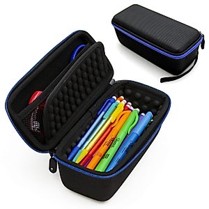 CASEMATIX Pencil Case and Protective Pencil Pouch with Removable Wrist Strap - Large Pencil Bag for 50+ Pens, Pencils and Markers with Padded Divider, Netted Accessory Storage and More - Case Only