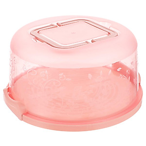 PAREKS Portable Round Cake with Handle Pie Saver Cupcake Container Carriers with Dome Lids Pink/1191