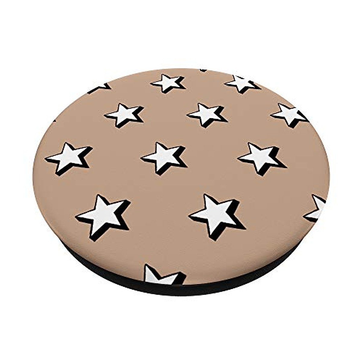 Minimal Neutral Aesthetic Star Print Tan PopSockets PopGrip: Swappable Grip for Phones & Tablets