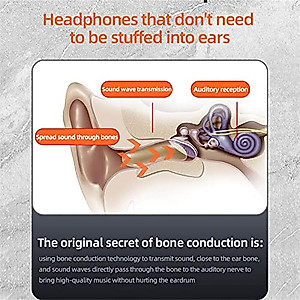 Wireless Bluetooth Bone Conduction Headphones 5.1 Ergonomic Intelligent Noise Reduction Earhook Earphone Lightweight Waterproof Sweatproof 8Hrs Playtime Bluetooth Headset for Sports (Red)