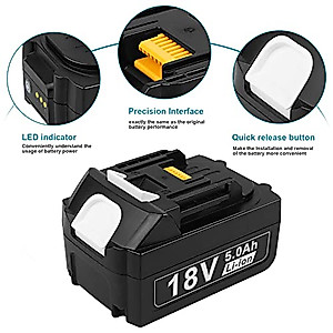ARyee 2Pack Upgrade 18V 5.0Ah Li-ion Battery Replacement for Makita Lithium-Ion Battery Compatible with Makita BL1840 BL1850 LXT-400 BL1860 BL1815 BL1830