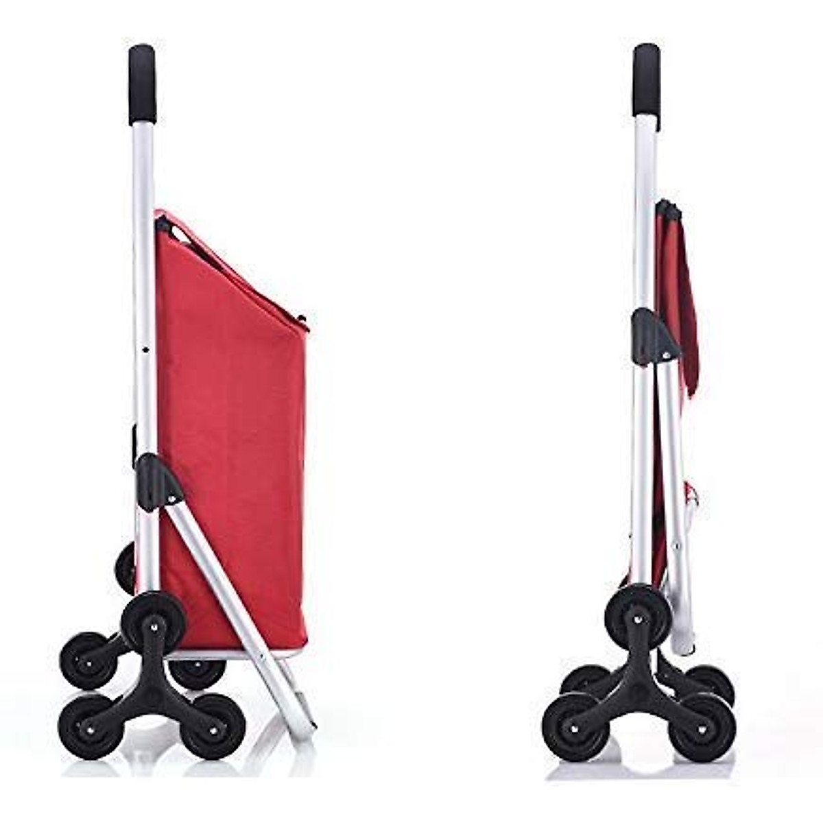 Shopping Trolley on Wheels Multi Function Shopping Cart Lightweight Trolley Tri-Wheel Stair Climbing Cart with Large Capacity Folding Storage Hand Trucks,Grass Green ,