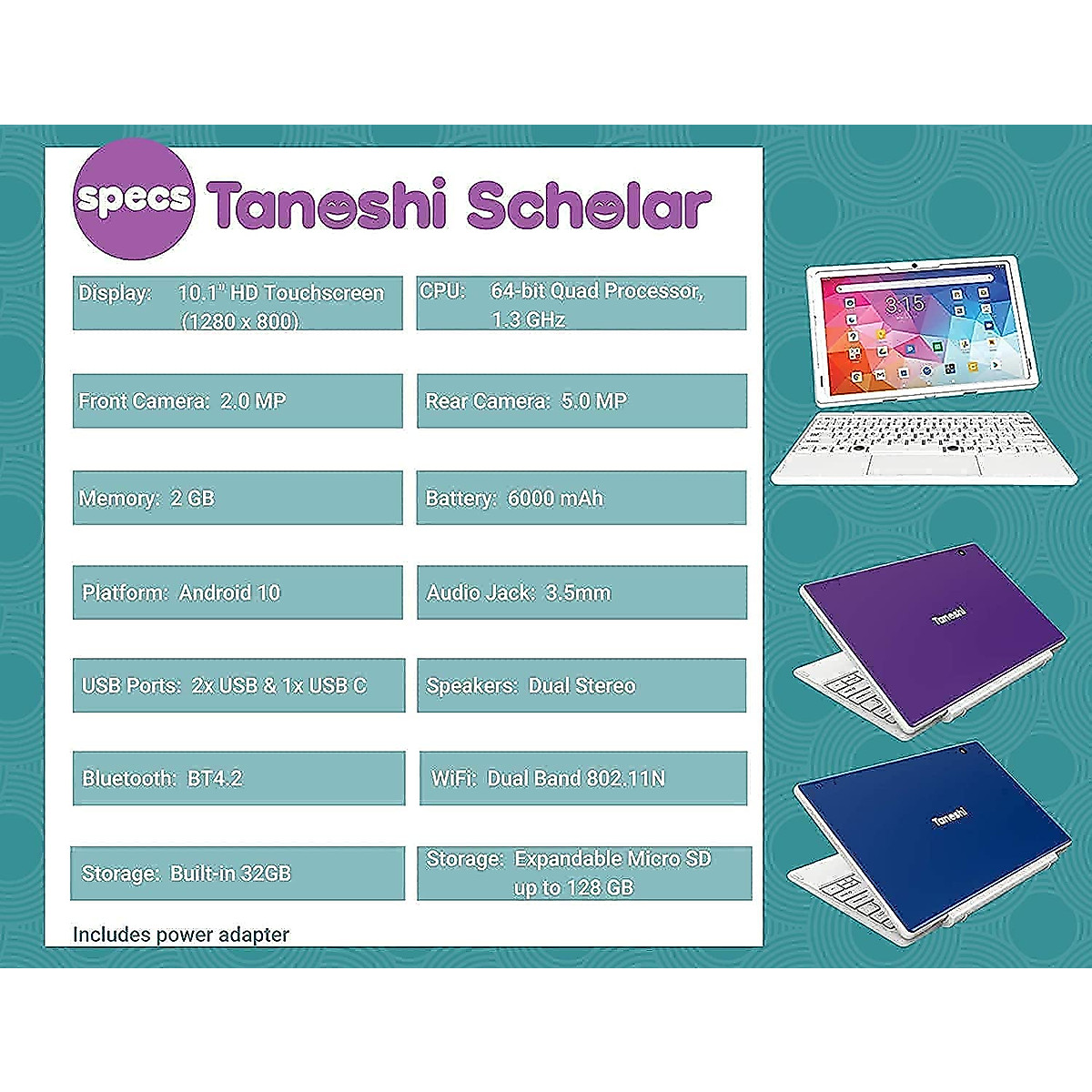 Tanoshi Scholar Kids Computer a Kids Laptop for Ages 6-12 with 10.1" HD Touchscreen Display (Purple) Kids Laptop-Sleeve (Purple)