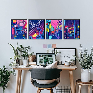 Anime Posters Japanese Wall Art ,Tokyo City Art Prints , Anime Art Tokyo Night Sky Street Wall Decoration Poster Living Room Bedroom Kitchen,Living Room,Bedroom, Dormitory Preparation Room Decoration,