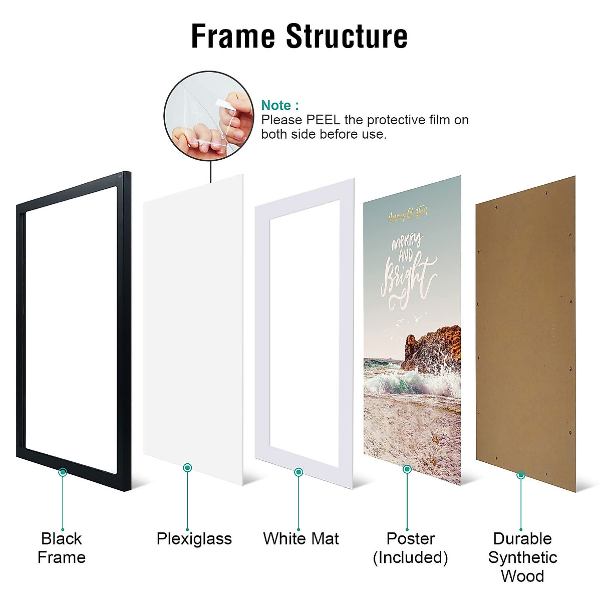Bemaystar 2 Pack Diamond Art Painting Frames 16x20 - Pictures Frames Display 16x20in/40x50cm Photos without Mat or 14x18inch/35x45cm with Mat, Solid Wood Frame (Black)