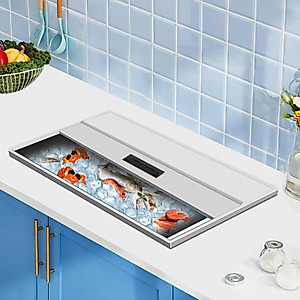 Drop in Ice Chest 104L Drop-in freezer Stainless Steel Ice Cooler Double-walled Design Built-in Thickened Foam Outdoor Kitchen for Cold Wine Beverage