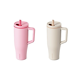 KISSKIND 40 oz Tumbler with Handle and Straw Lid, 100% Leakproof Insulated Cup Travel Coffee Mug Water Bottle, 2 Pcs