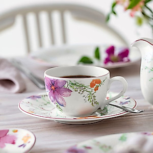 Villeroy & Boch Mariefleur Basic Coffee, Beautiful Premium Porcelain Saucer with Playful Flower Decoration, Dishwasher Safe, 16 cm