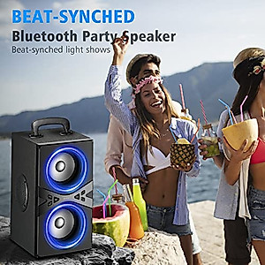 YIER Bluetooth Speakers, Wireless TWS Portable Bluetooth Speaker with Lights,100dB Loud Bluetooth Speaker with Subwoofer 80W(Peak) Stereo Sound, Bassup Technology,18-Hour Playtime for Outdoor Party