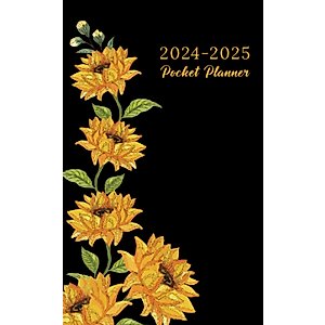 2024-2025 pocket planner: 2 year Pocket Calendar January 2024 to December 2025 - Sunflower Cover