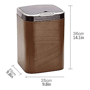 Trash Bin Trash Can Wastebasket Smart Trash Can Electric Induction Smart Square Solid Wood Trash Can with Pressure Ring for Home Garbage Can Waste Bin
