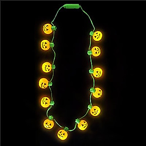 The Dreidel Company Halloween Necklace Light-Up Colorful Necklace, Costume Accessory, Spooky Party Favor, 25" Necklace (Spooky Pumpkin Necklace, Single)