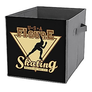 USA Figure Skating Collapsible Storage Bins Basics Folding Fabric Storage Cubes Organizer Boxes with Handles