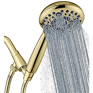 G-Promise Handheld Shower Head High Pressure 6 Spray Settings, Detachable Hand Held Showerhead 4.9" Face with Extra Long Flexible Hose and Metal Adjustable Bracket