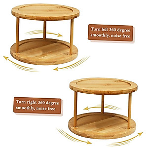 DOITOOL rotating storage rack shelving brackets rack organizer kitchen racks turntable cabinet organizer stand desk tray Double-layer Cosmetics Shelf wooden to rotate bamboo container