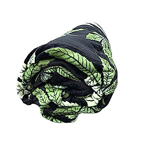 Home Must Haves Marijuana Leaf Fleece Plush Microfiber Super Soft Premium Warm Cozy Bed Blanket Throw, Black/Green, King (BLNK-Marijuana-King)