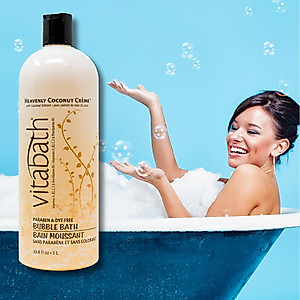 Vitabath Heavenly Coconut Crème Bubble Bath Rich Foaming Bubbly Soak & Relaxing Aromatherapy Moisturizing & Nourishing Indulgent Suds for Women & Men All Skin Types - 33.8 fl oz