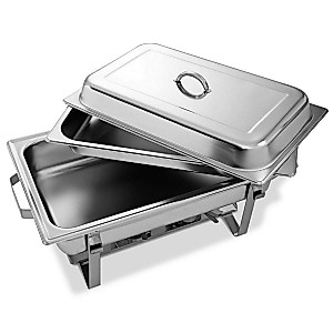 MAREEYA SHOP 2 Packs Chafing Dish 9 Quart Stainless Steel Rectangular Chafer Full Size Buffet