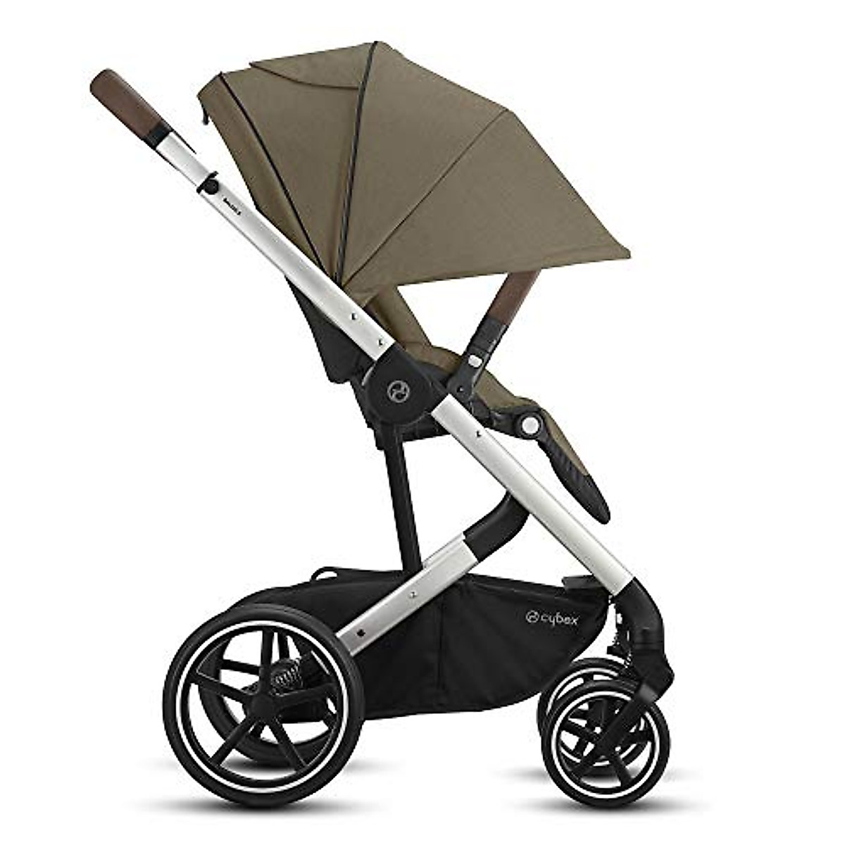 Cybex Balios S Lux Stroller FrontFacing or ParentFacing Seat Positions OneHand Fold Multiposition Recline Adjustable Leatherette Handlebar Infant Stroller for 6 Months+, Classic Beige