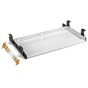 SKYZONAL Keyboard Tray Under Desk Heavy-Duty Metal Slide-Out Platform Drawer Tray (White)