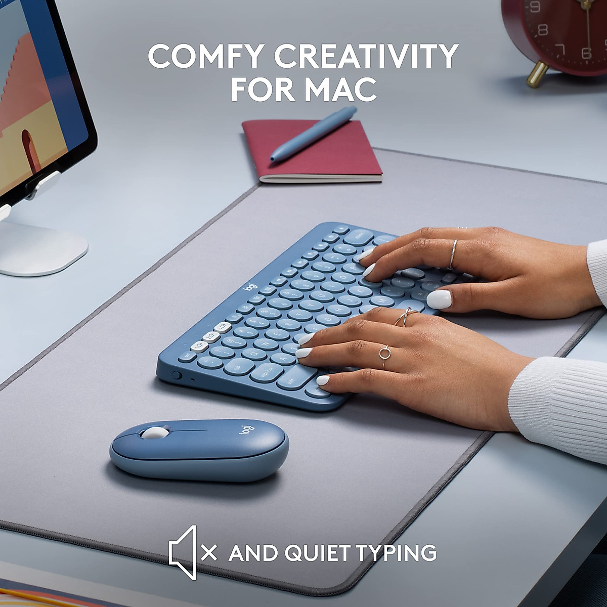 Logitech K380 Multi-Device Bluetooth Keyboard for Mac with Compact Slim Profile, Easy-Switch, 2 Year Battery, MacBook Pro/ Air/iMac/iPad Compatible - Blueberry
