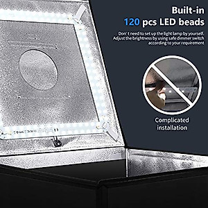 Neewer Photo Studio Light Box, 24” × 24” Shooting Light Tent with Adjustable Brightness, Foldable and Portable Tabletop Photography Lighting Kit with 120 LED Lights and 4 Colored Backdrops