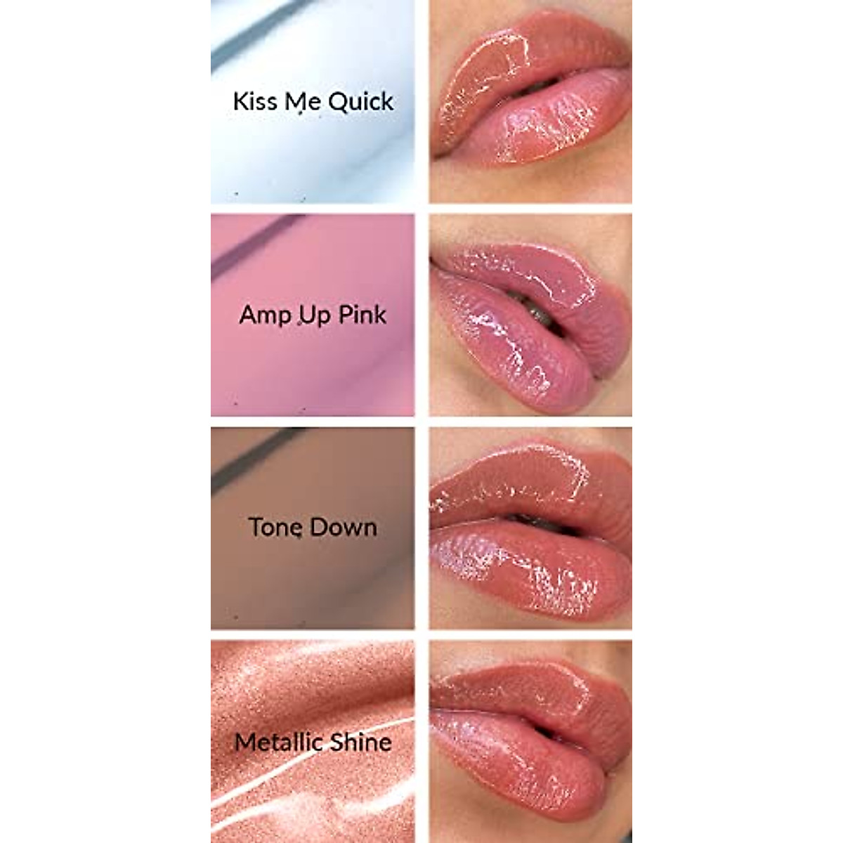 VASANTI Hyaluronic Boost Lip Plumper - Non-Sticky Lightweight Cosmetics for Soft Hydrated Lips (Metallic Shine)