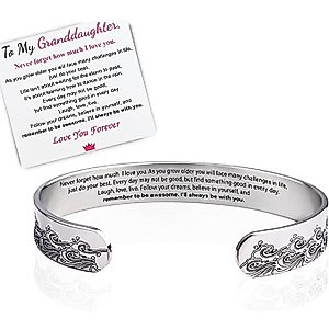 PEKWASY To My Granddaughter Gifts Bracelet from Grandma/Grandpa, Granddaughter Graduation Gifts Birthday Gifts Jewelry Inspiration Bracelet Back to School/Birthday Gift