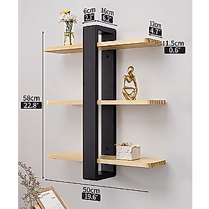 SUMGAR Floating Shelves for Wall Mounted Shelving Unit All Pine Wood 3 Tier Large Shelf for Bedroom Living Room Office Bathroom Home Decoration Storage Plant Photo Display Modern 20in