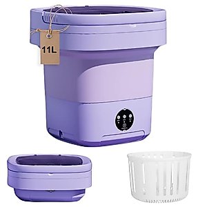 Nidouillet 11L portable washing machine, mini washing machine for underwear and baby clothes,Comes with a drain basket and drainpipe for apartments, dormitories, hotels, and outdoor camping