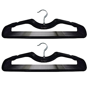 Higher Hangers Non-Slip Velvet Hangers, Slimline Space Saving Hangers for Clothes, Closet Organizer for College Dorms, RV’s, & More, Creates Closet Space, Reduces Wrinkles & Clutter, 40 Pc, Black