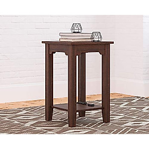 Signature Design by Ashley Camiburg Modern Chair Side End Table with USB Charging Port, Brown