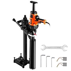 VEVOR Diamond Core Drill Machine, Wet and Dry Use, 0.8-6.3in Drilling Diameter Handheld Core Drill Rig with Stand and Core Drill Bit, 2000W Rugged Concrete Core Drill, For Concrete, Brick, Marble