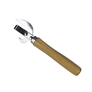 QXPDD Manual Can Opener with Wooden Handle Stainless Steel Convenient and Durable Manual Opener for Beer Bottle Household Kitchen Gadget Silver