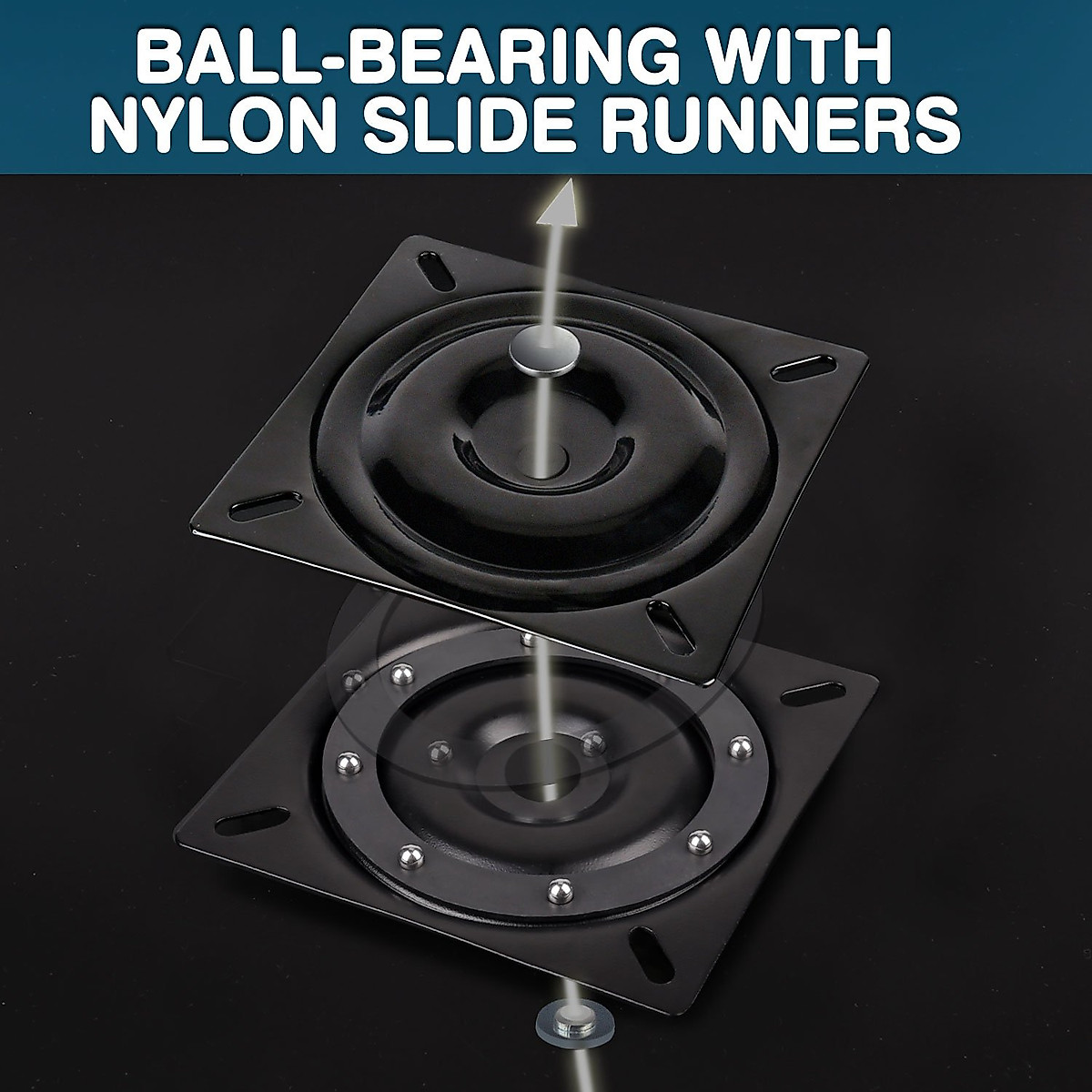 Boat Seat Swivel, Bar Stool Swivel Plate Replacement, Square Swivel Mechanism for Furniture Recliner Chair and Boat Seat