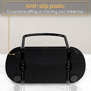 Black Napkin Holder for Table - Bamboo and Iron Standing Napkin Dispenser, Non-Slip Paper Napkin Holder for Kitchen, Farmhouse, Dining Table, Restaurant, Outdoor Use - Rustic and Elegant Design