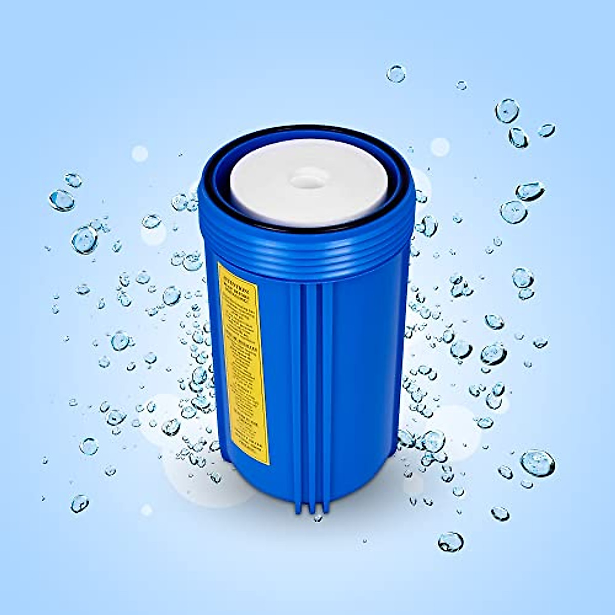 High Capacity 10 x 4.5-Inches Blue Whole House Water Filter Purifier System with Presser Relief Button, 1” Inlet/Outlet Brass Port & Yearly Supply (4) Polypropylene Sediment Cartridges 5 Micron