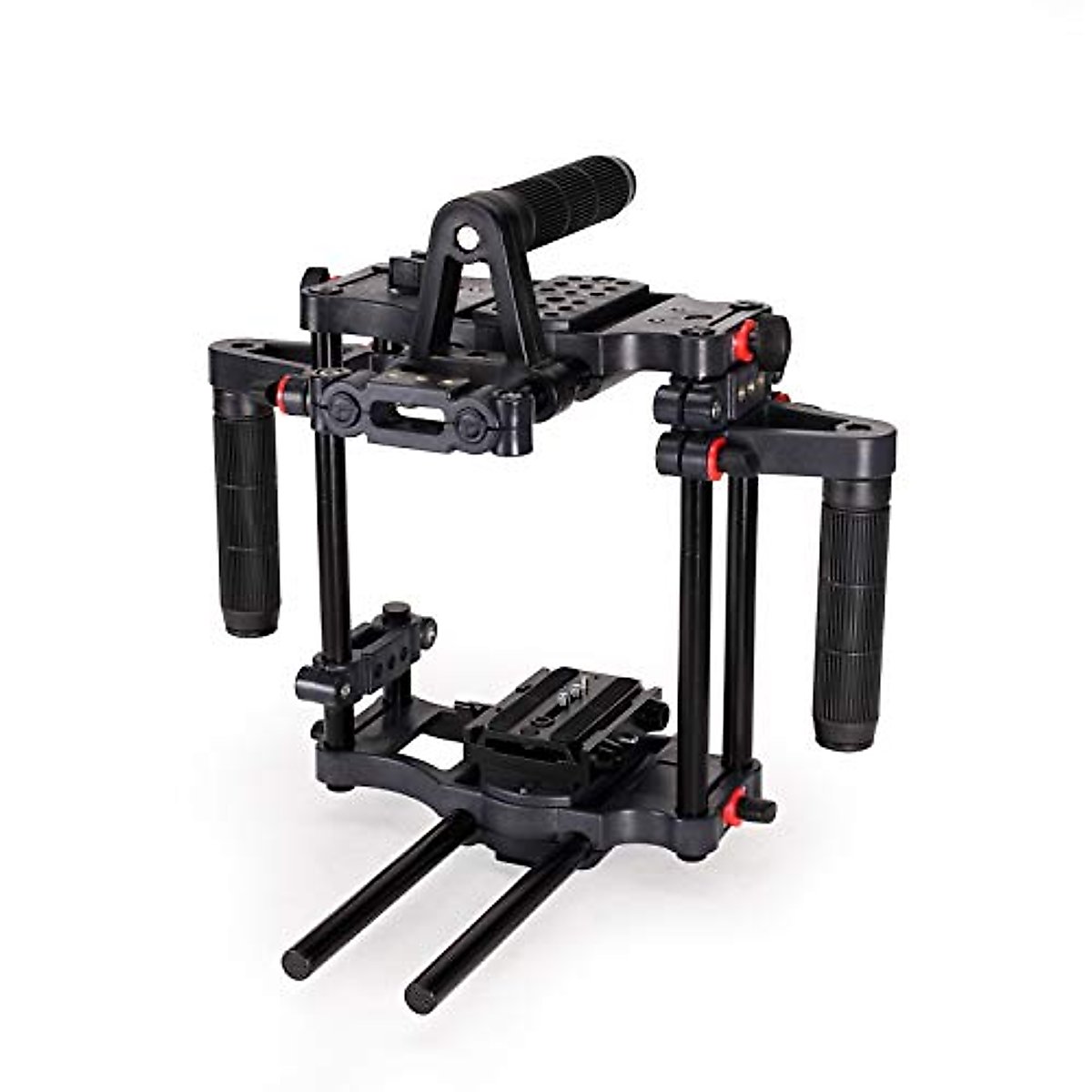 Filmcity Power Video Camera Cage Rig for DSLR/DSLM Cameras. Ergonomic & Secure Support, Adjustable Grip Handles. Quick Mounting, Multiple Accessory Threads, 1/4"-20 & 3/8"-16 Tripod Threads (FC-CTH)