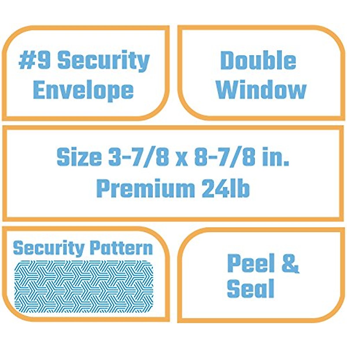 Office Deed 500 #9 Double Window SELF SEAL Security Envelopes-Designed for Quickbooks Invoices and Business Statements with peel and seal flap -3 7/8'' X 8 7/8''