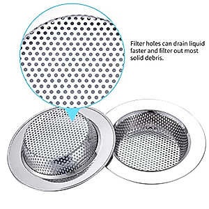 4pcs Sink Strainer and Silicone Stopper Kit, 4.5 Inch Wide Rim Drain Basket,Sink Strainers for Kitchen Sinks,Stainless Steel Sink Filter, Garbage Disposal Stopper,Universal Rubber Drain Stopper YLARMY