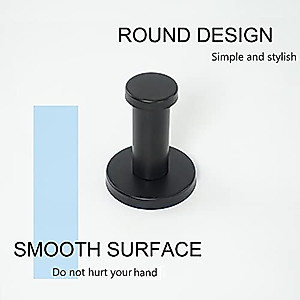 Vanloory Bathroom Towel Hooks, 6 Pack Round Coat Hooks, Sturdy Wall Mounted Robe Hook, SUS 304 Stainless Steel Heavy Duty Clothes Hanger, Wall Towel Hooks for Bathroom Bedroom Kitchen (Black)