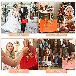 Colorlife Gift Bags 6 Pack Small Favor Bags with Handles and Bow Ribbon 11 x 3.9 x 7.8 inch Waterproof Colorful Paper Gift Bags for Baby Shower, Birthday, Wedding, Party, Festival, Holiday, 6 Colors