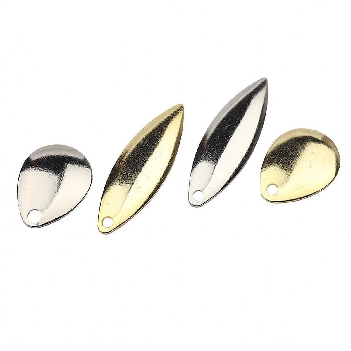 WellieSTR 80PCS(2 Color/2 Style) Easy Spin Colorado Willow Spinner Blades Metal Spoon Lure for Spinnerbait Buzzbait Bass Lure Fishing Tackle DIY Nickel