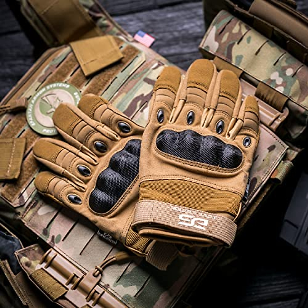 Glove Station - Tactical Shooting Hard Knuckle Gloves for Men and Woman with Touchscreen Fingers - Durable and Comfortable Hand-Gear for Outdoor Work Shooting and Hunting - Green/X-Large