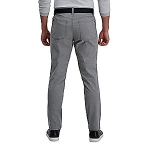Haggar Men's The Active Series Slim/Straight Fit Flat Front Pant, String Canvas, 36 x 32