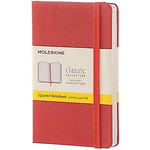 Moleskine Classic Notebook, Pocket, Squared, Coral Orange, Hard Cover (8051272893731)