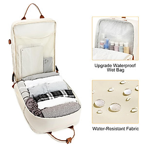 InduSKY Large Travel Backpack for Women, 40L Carry On Backpack Airline Flight Approved with USB Charging Port Shoes Compartment, Personal Luggage Backpack Casual Daypack 15.6 Inch Laptop Backpack